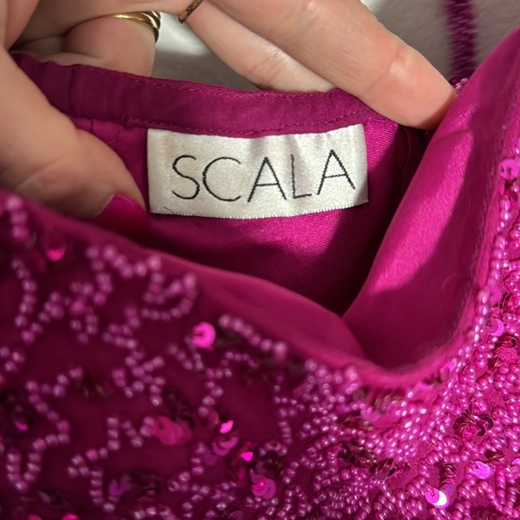 Scala | Dresses | Vintage 0 Silk Scala Fuchsia Beaded Halter Top ...